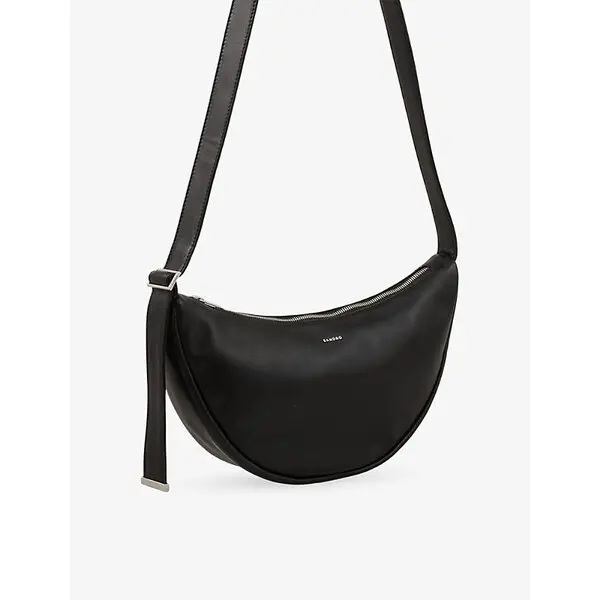 Sandro Logo-embossed Leather Hobo Bag - Black