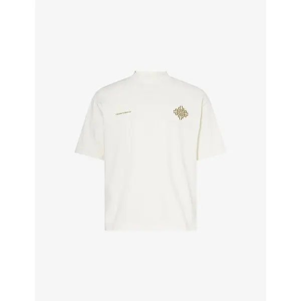 THE COUTURE CLUB Motion Blurred Emblem Short-sleeve Cotton T-shirt - Khaki