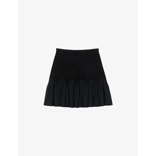 Sandro High-rise Ruffled Mini Skirt - Black