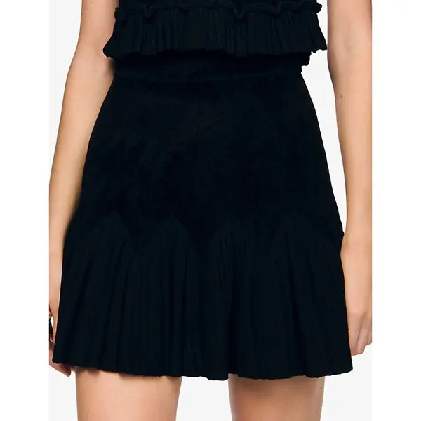 Sandro High-rise Ruffled Mini Skirt - Black