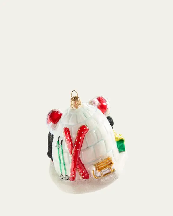 Bergdorf Goodman Igloo With Penguins Christmas Ornament