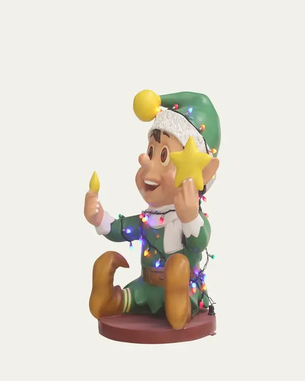 UNIVERSAL STATUES Santa Elf Playing With Lights Figurine