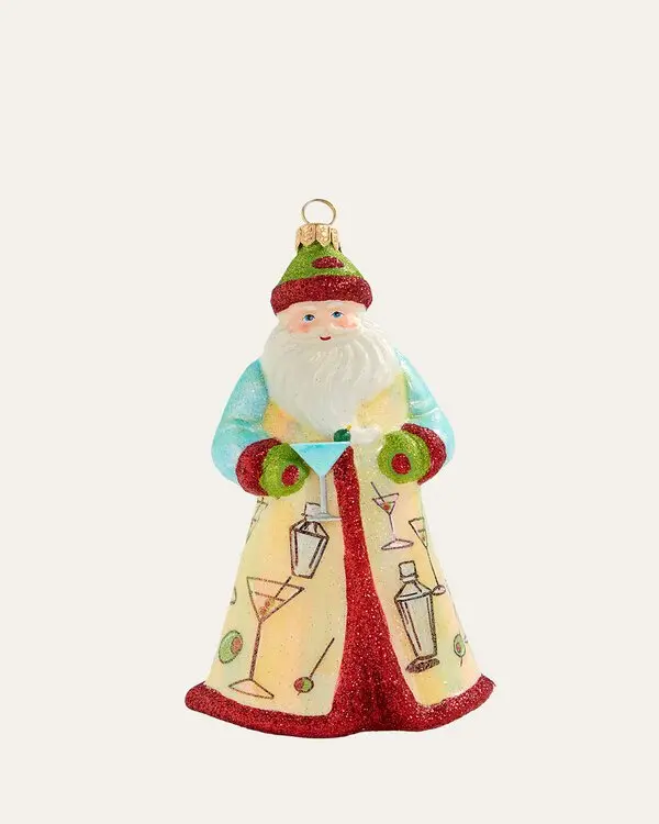 JOY TO THE WORLD COLLECTIBLES Glitterazzi Martini Santa Christmas Ornat - Multi