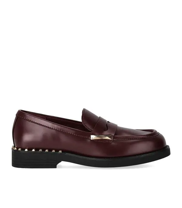 Ash Leather Loafer With Studs - Red