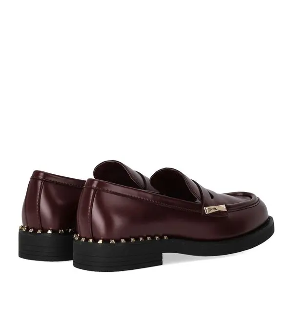 Ash Leather Loafer With Studs - Red
