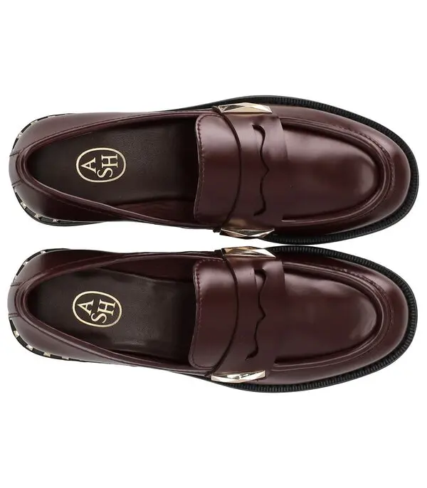 Ash Leather Loafer With Studs - Red