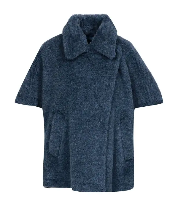 Max Mara Teddy Fabric Cape - Blue