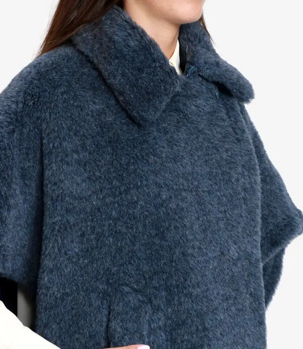 Max Mara Teddy Fabric Cape - Blue