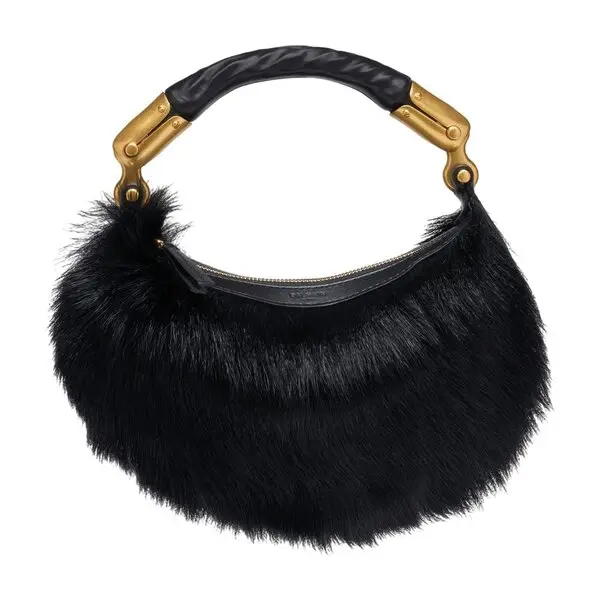 Balmain Mini Fur Bag - Black