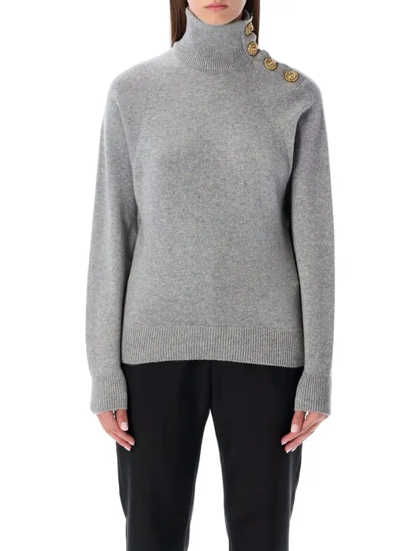 Balmain Wool Sweater With Gold Embossed Buttons