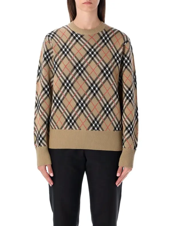 Burberry Check Wool-blend Sweater - Sand Ip Check