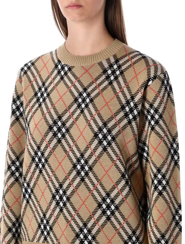 Burberry Check Wool-blend Sweater - Sand Ip Check