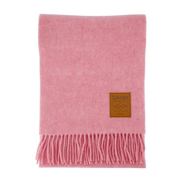GANNI Double Face Solid Scarf Wool - Pink
