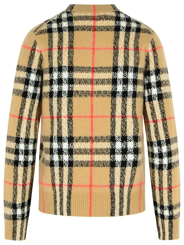 Burberry Cashmere And Wool Constance Check Sweater - Beige