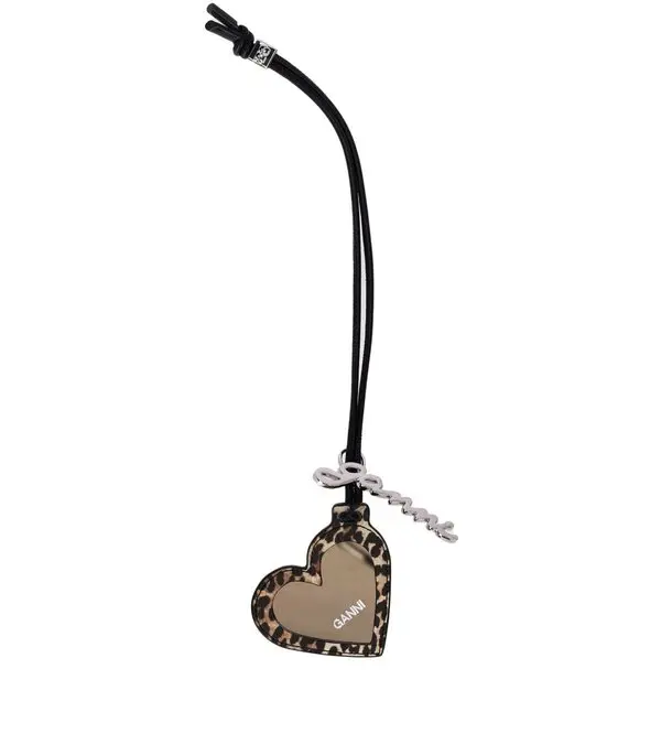 GANNI Bou Heart Leopard Print Charm