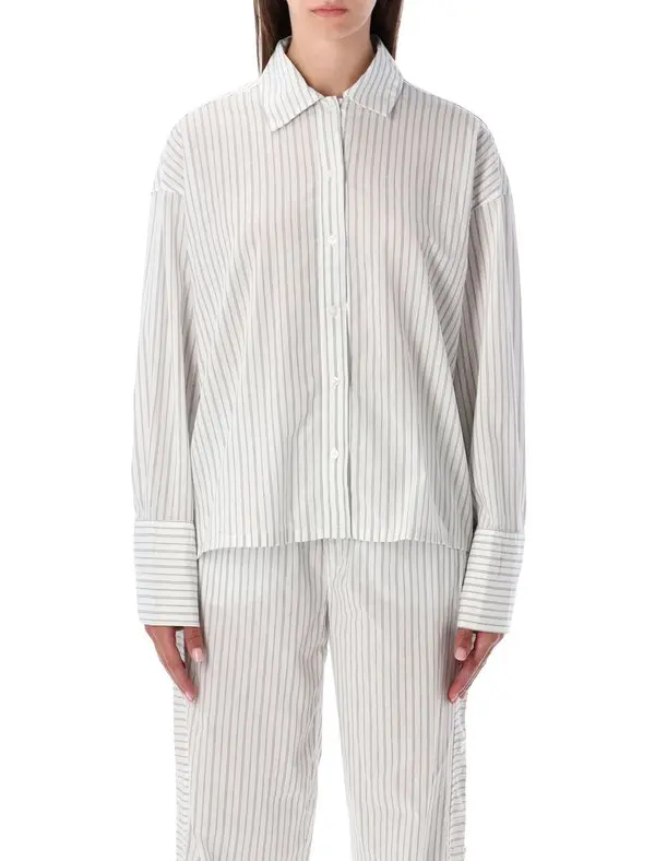 Calvin Klein Button-down Pajama Shirt - White Black Stripe