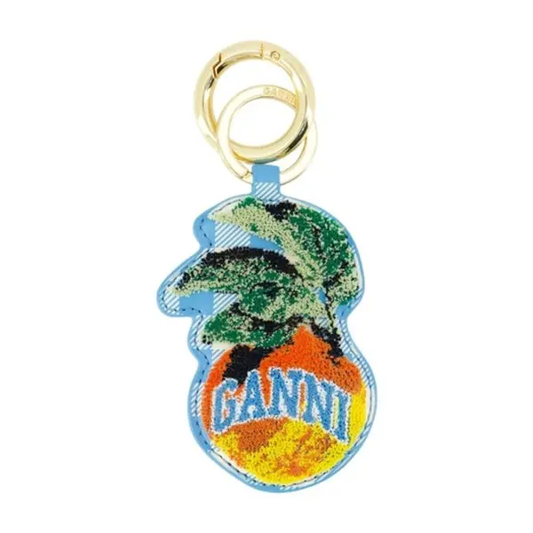 GANNI Apple Keyring Leather - Blue