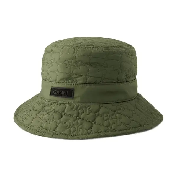 GANNI Quilted Tech Bucket Hat - Khaki