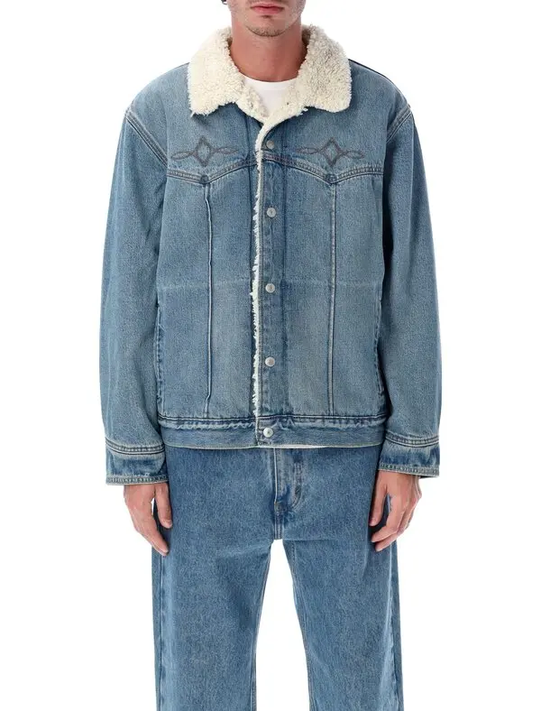 LEVI'S S Western Sherpa Trucker Jacket - Med Blue