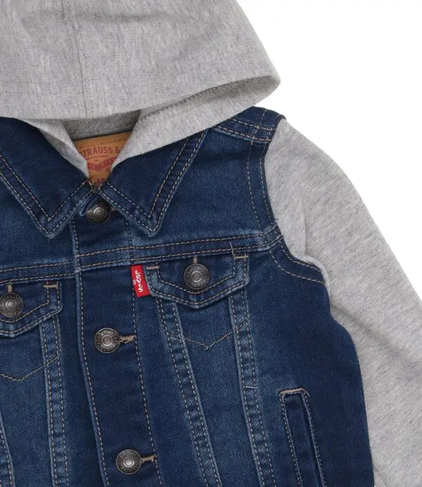 LEVI'S Denim Jacket With Plush Sleeves And Hood