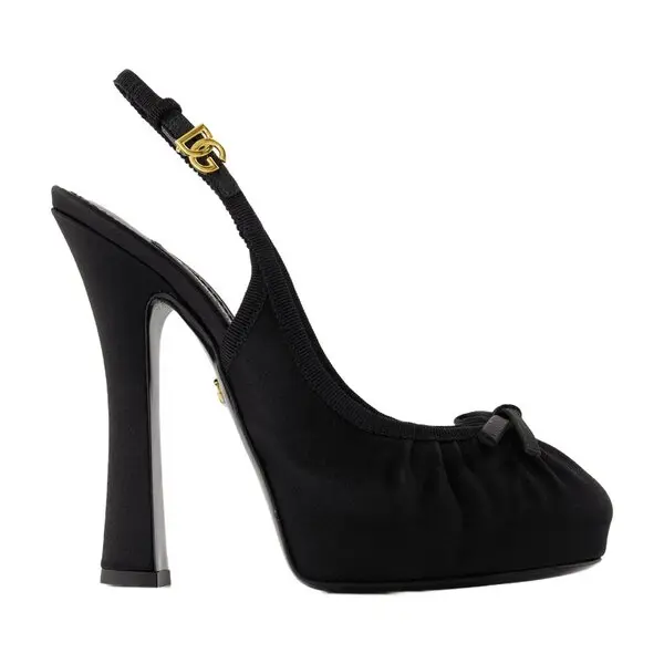 Dolce & Gabbana Satin Slingback Pumps - Black