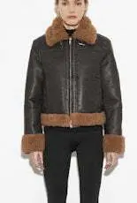 STAND STUDIO Shearling Jacket - Black/nougat
