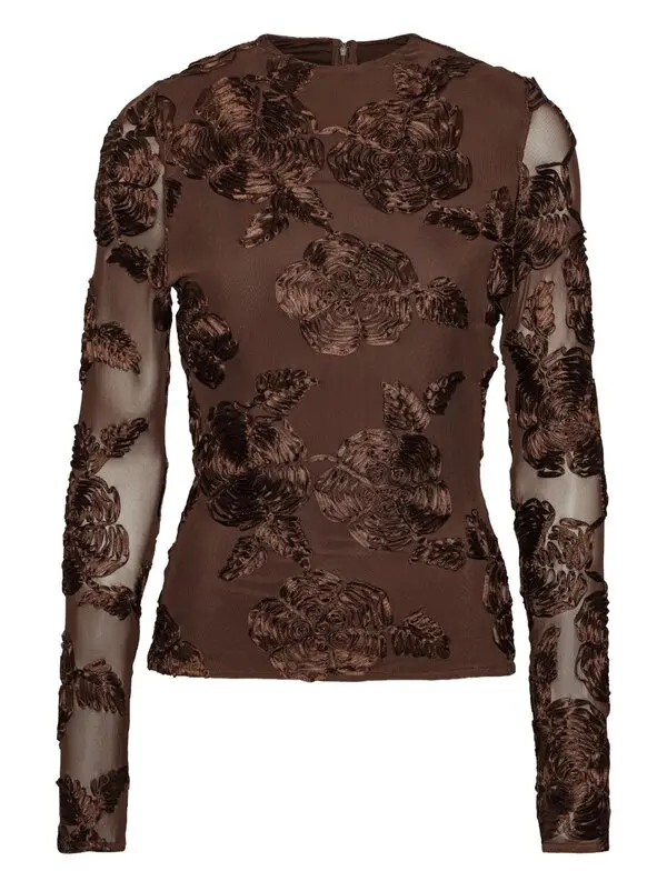 Remain Birger Christensen Floral Detailed Top - Brown