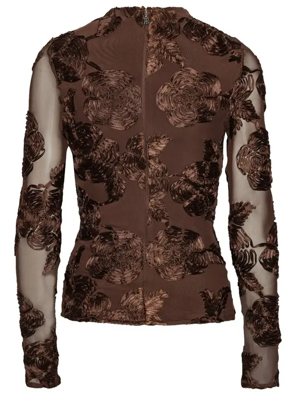 Remain Birger Christensen Floral Detailed Top - Brown