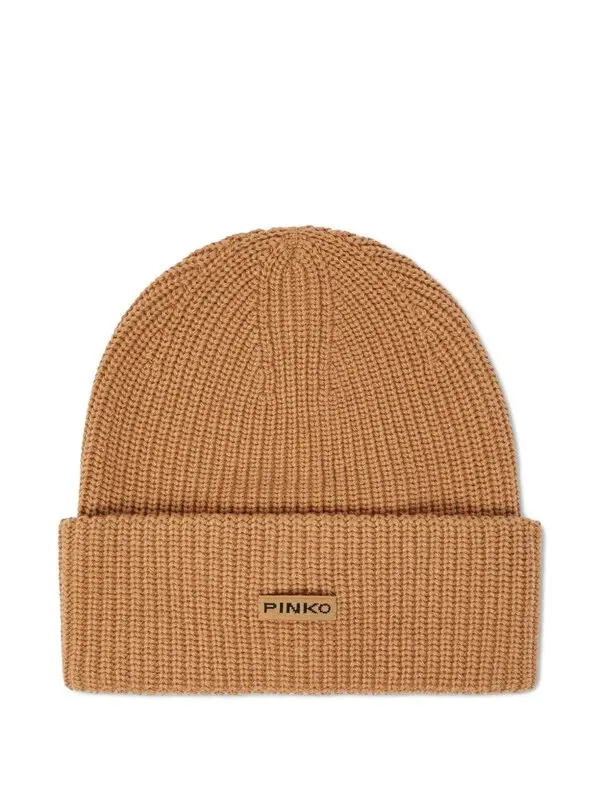 Pinko Ribbed Beanie - Beige