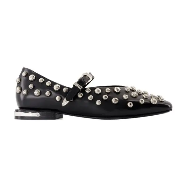 Toga Leather Ballerinas With Studding