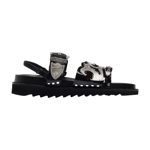 Toga Aj1018 Leather Flat Sandals - Black