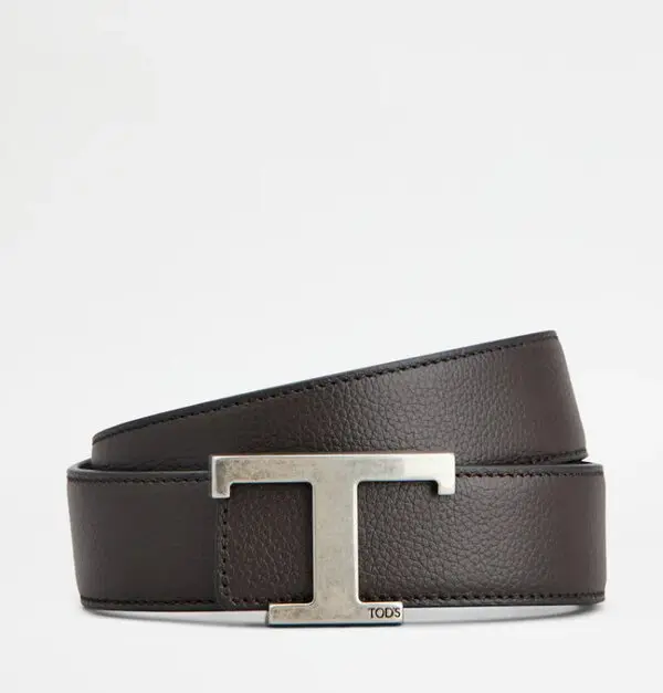 TOD'S Reversible Belt With T-buckle - Marrone/nero
