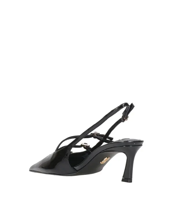 Steve Madden Patent Faux Leather Buckled Sandals - Black