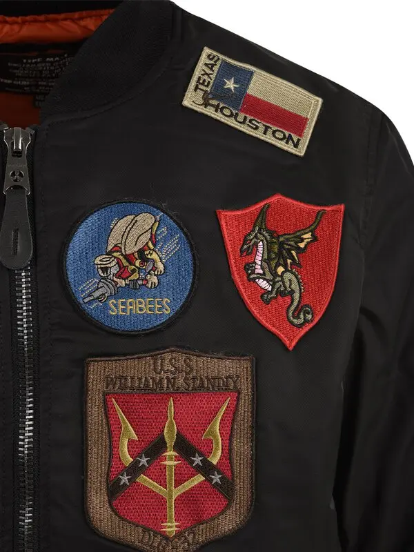 TOP GUN Ma-1 Nylon Bomber Jacket With Patches