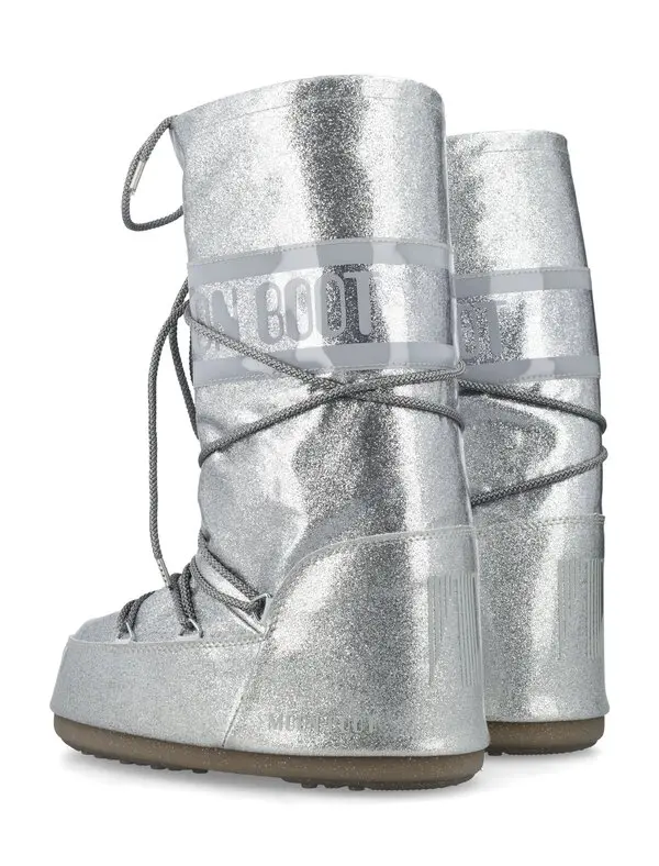 Moon Boot Icon High Glitter Boots - Silver