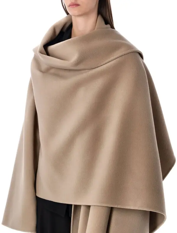 Alberta Ferretti Merino Wool And Cashmere Blend Cape - Beige