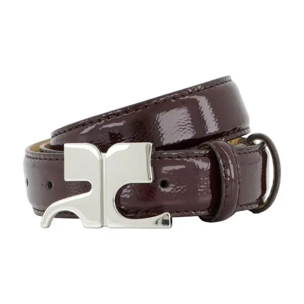 COURREGES Ac Naplack Leather Belt - Burgundy