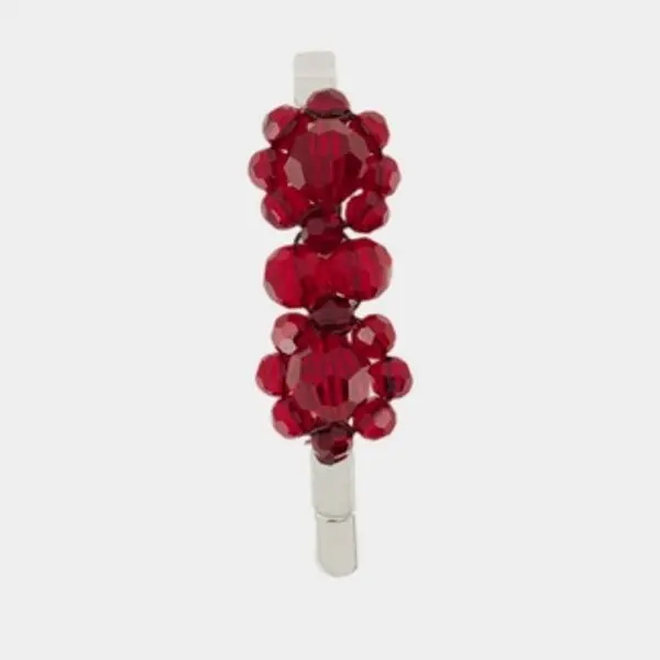 Simone Rocha Crystal Flower Hair Clip - Red