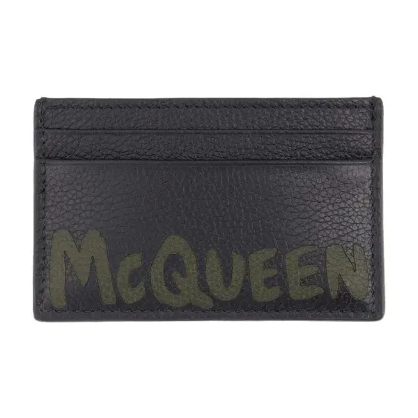 Alexander McQueen Card Holder Alexander Mc Queen Leather /khaki - Black