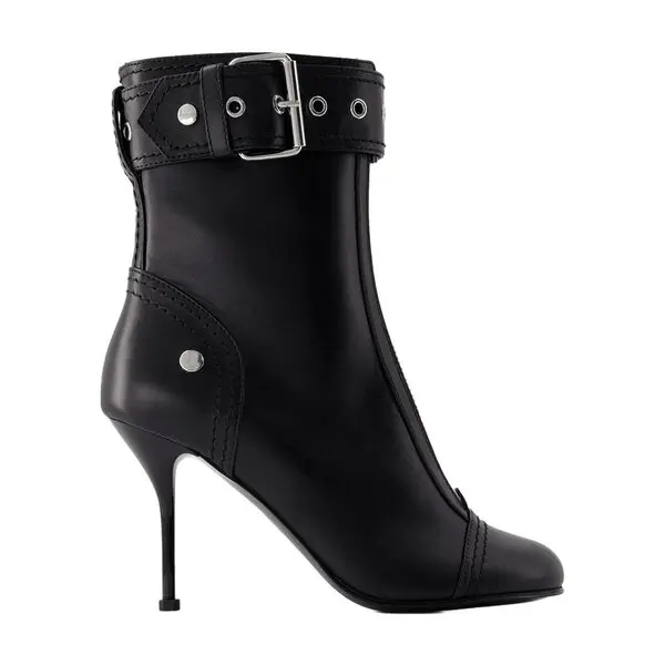 Alexander McQueen High-heeled Leather Ankle Boots