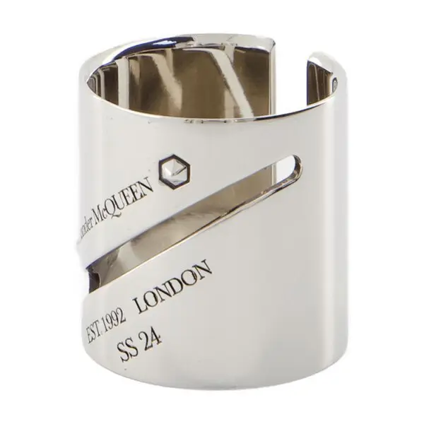 Alexander McQueen Identity Tag Ring - Metallic