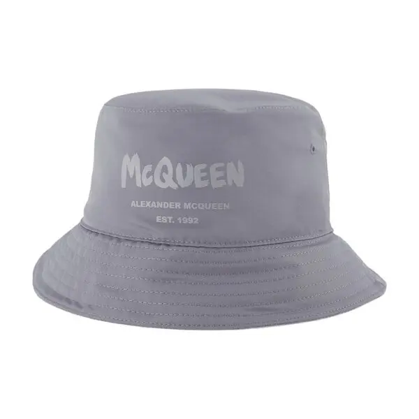 Alexander McQueen Tonal Graffiti Bucket Hat - Grey