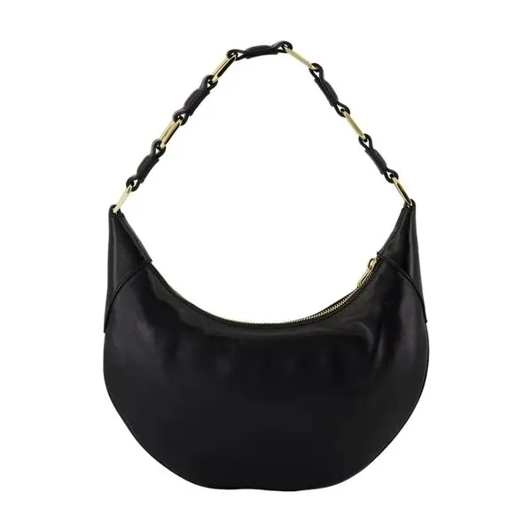 ANINE BING Leather Hobo Bag With Chain Strap - Black