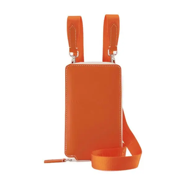Maison Kitsuné Leather Neck Pouch - Orange