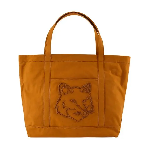 Maison Kitsuné Fox Head Large Shopper Bag Cotton - Brown