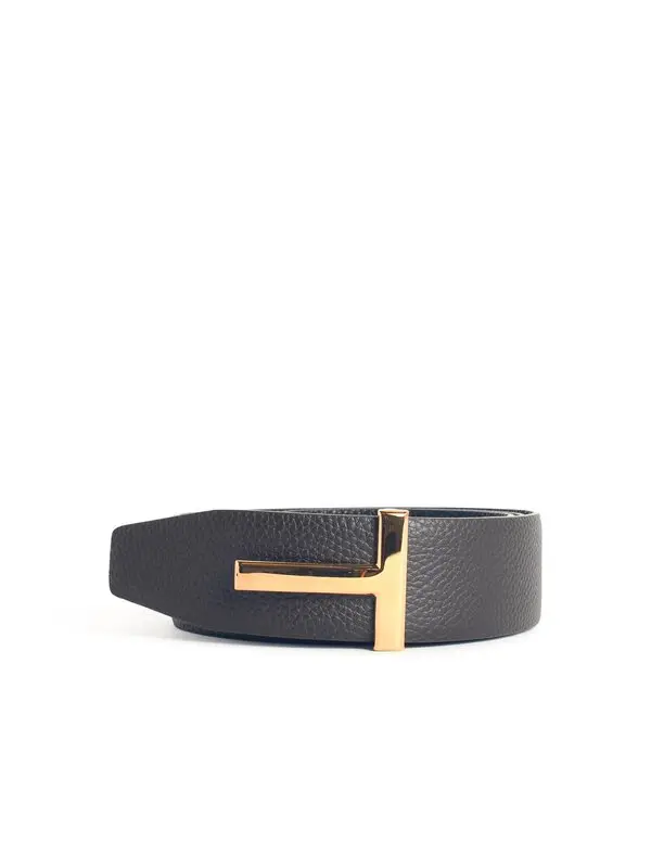 TOM FORD Leather Belt With Monogram Buckle - Brown