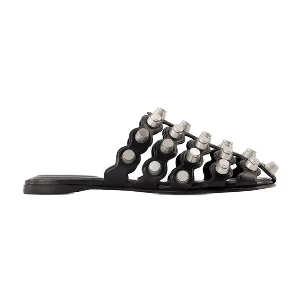 Alexander Wang Rexa Cage Leather Flat Slides - Black