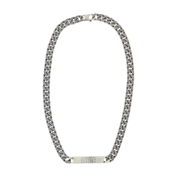 MAISON MARGIELA Minimal Logo Tag Necklace - Silver