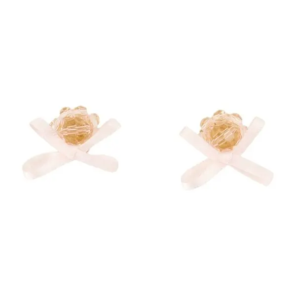 Simone Rocha Petite Bow Daisy Crystal Earrings - Pink
