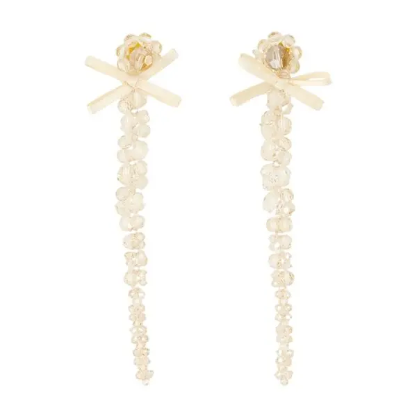 Simone Rocha Petite Bow Drip Crystal Earrings - Yellow